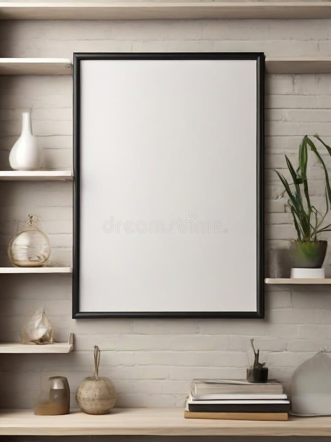 Mockup Empty Poster Frame in Modern Interior. Stock Illustration ...