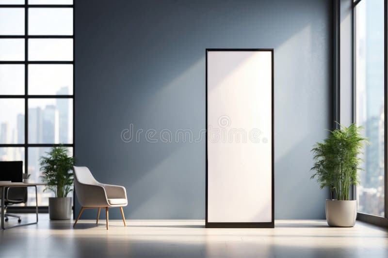 Mockup of an Empty Vertical Sign in a Modern Office. Ai Generative ...
