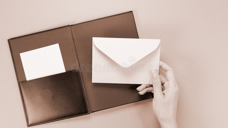 Mockup Envelop with Empty Space for Text and Design in Hand of Woman on ...
