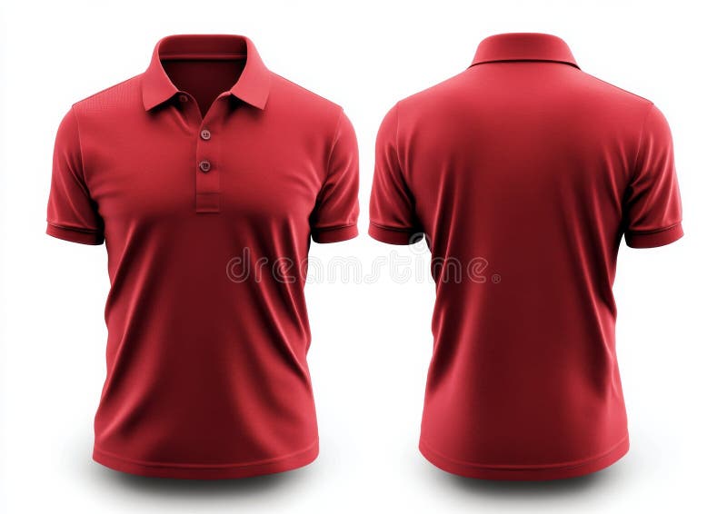 The Mockup Features an Isolated Stylish Red Polo Shirt with Front and ...