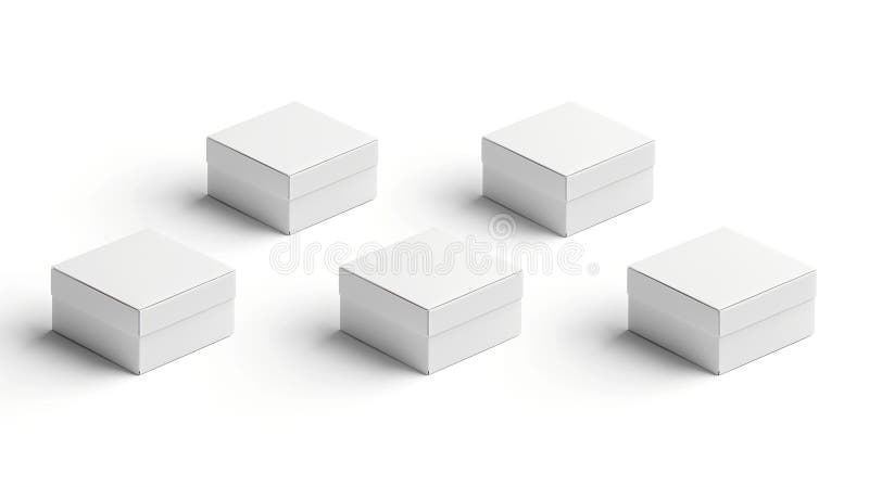 Mockup of five white boxes stock illustration. Illustration of carton ...