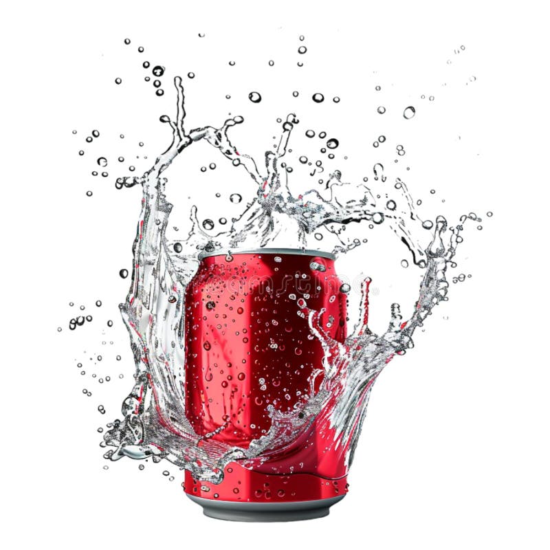 A Mockup of a Flying Soda Can Surrounded by Dynamic Water Splashes ...