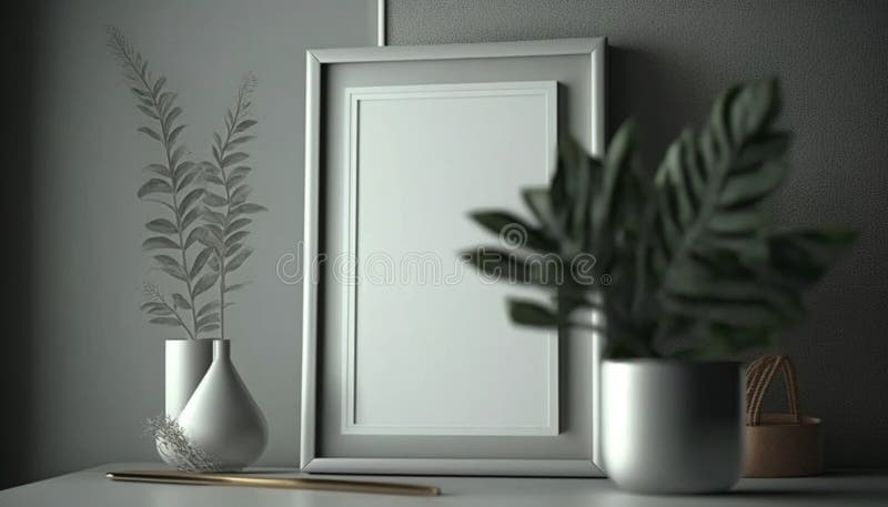 Mockup Frame Close Up in Simple Minimal Room Interior Ai Generative ...