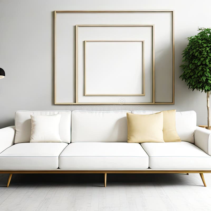 Mockup Frame Home Sofa with Blank Frame for Mockup Interior Modern ...