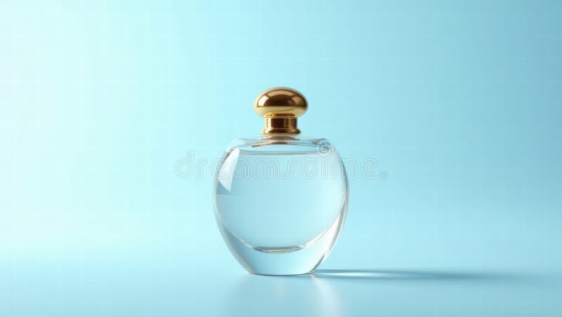 Mockup a Glass Perfume Bottle with a Gold Cap Stock Image - Image of ...