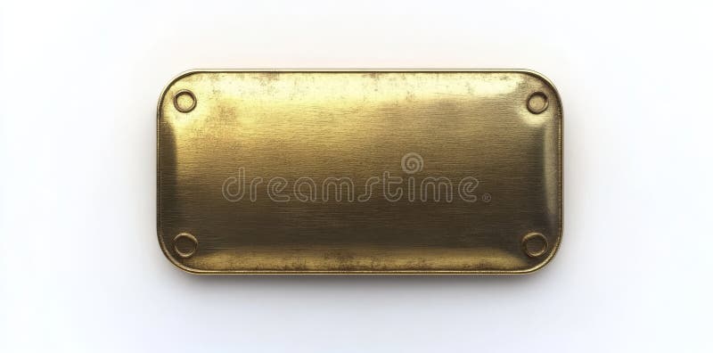 The Mockup of a Gold or Brass Nameplate Boasts a Brushed Rectangular ...