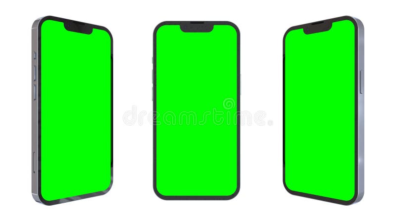 Mockup, Green Screen Smartphone Template in Three Different Positions ...
