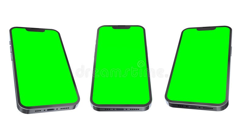 Mockup, Green Screen Smartphone Template in Three Different Positions ...