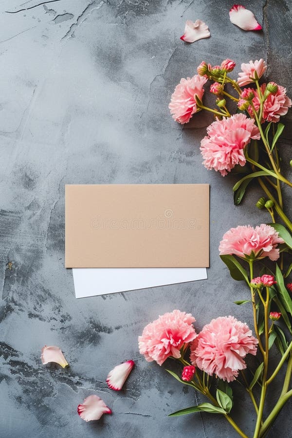 Mockup Greeting Card with Flowers. Concept of Love Stock Photo - Image ...