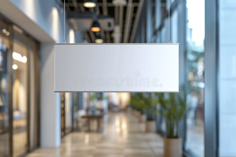 Mockup Hanging Banner with Store Background. Advertising Concept Stock ...