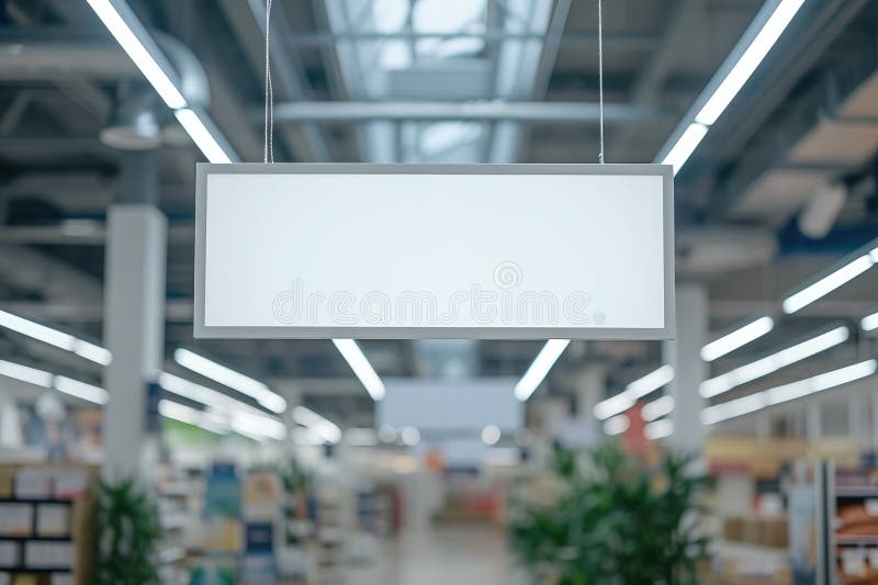 Mockup Hanging Banner with Store Background. Advertising Concept Stock ...
