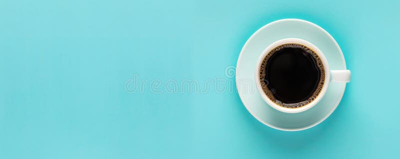 Mockup. Hot Coffee on a Light Cyan Background, Providing a Bright and ...