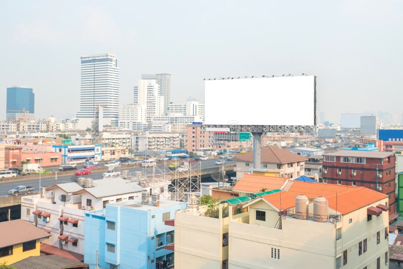 Mockup Image of Blank Billboard White Screen Posters in the City on ...
