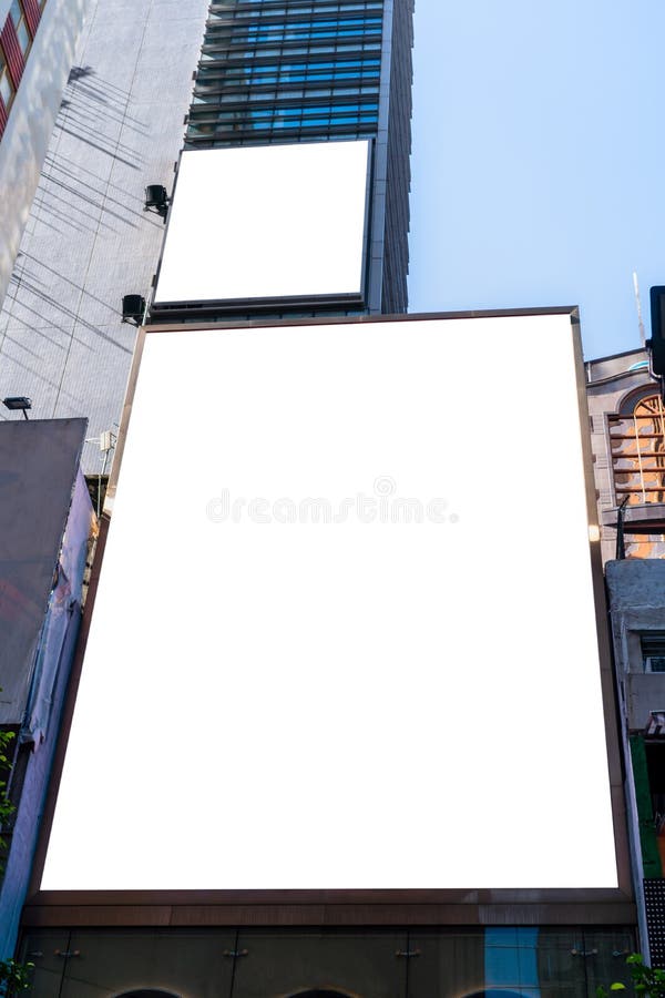 Mockup Image of Blank Billboard White Screen Posters and Led Outside ...