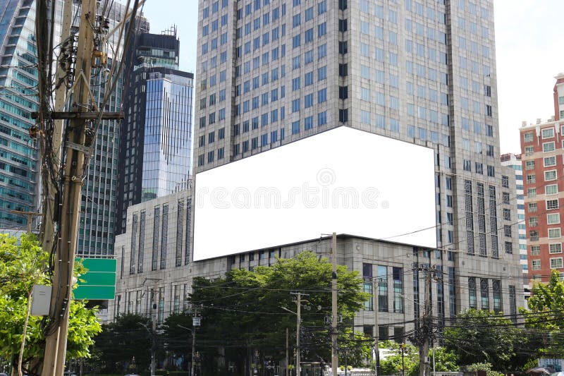 Mockup Image of Blank Billboard White Screen Posters and Led Outside ...