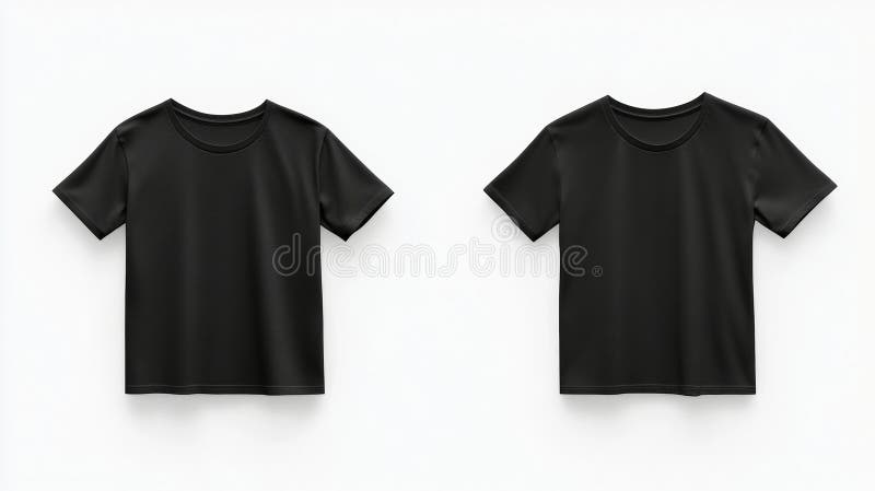 Mockup Image Featuring Plain Black T-shirt with Front and Back Views on ...