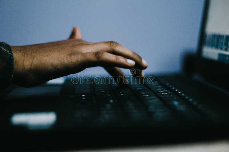 Mockup Image of a Hand Touching on Laptop Computer Touchpad Stock Image ...