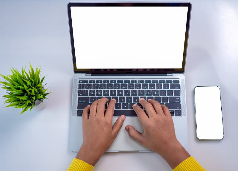 Mockup Image Screen Computer, Cell Phone with Blank Space for Text ...