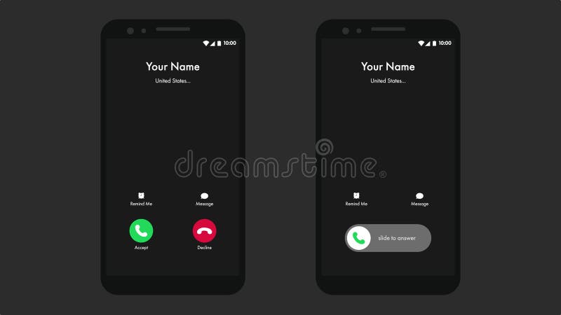 Mockup Incoming Call, Voicemail Screen, Smartphone Interface Vector ...