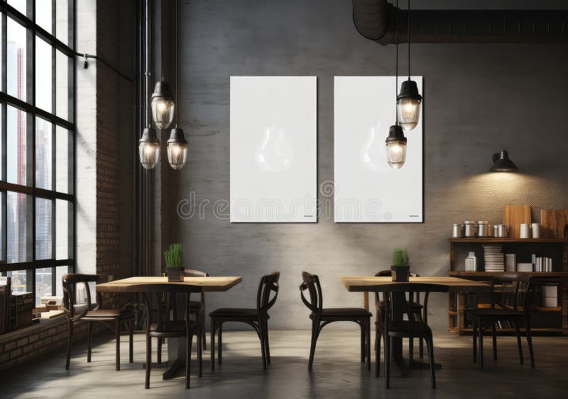 Mockup Interior with a Poster and a Floor Lamp. Trend Color Stock ...