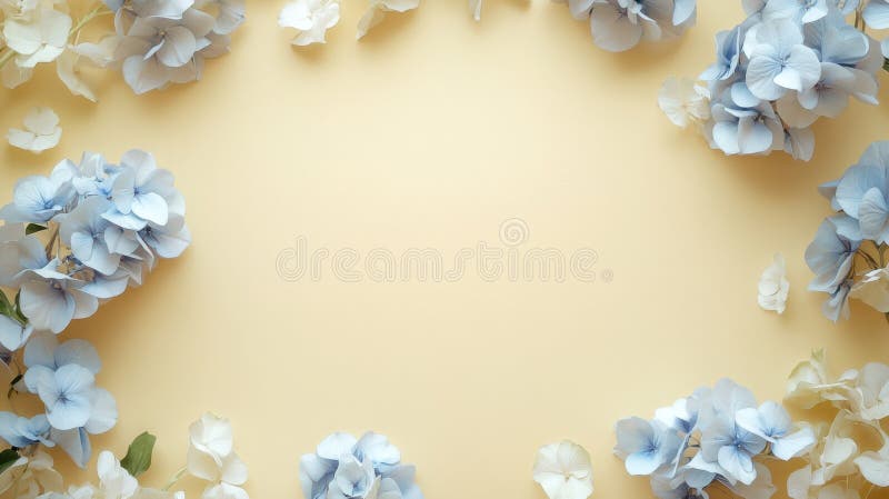 Mockup Invitation Card with Hydrangea Flowers on a Soft Beige ...
