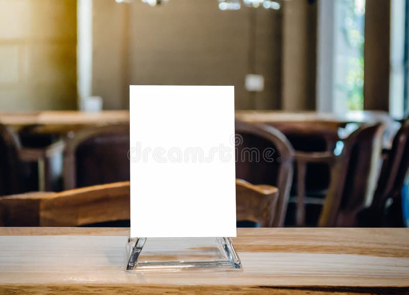 Mockup Label, Blank Menu Frame in Bar Restaurant. Stand for Booklets ...