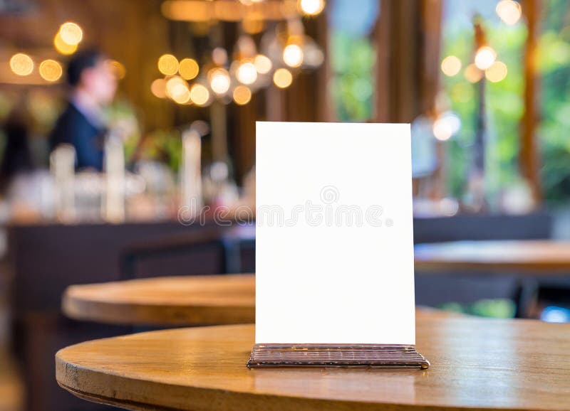 Mockup Label, Blank Menu Frame in Bar Restaurant. Stand for Booklets ...