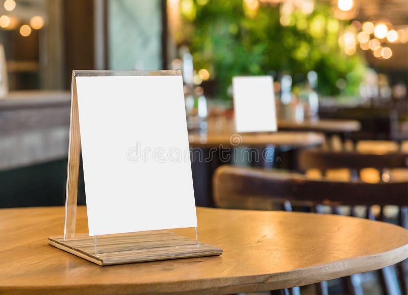Mockup Label, Blank Menu Frame in Bar Restaurant. Stand for Booklets ...