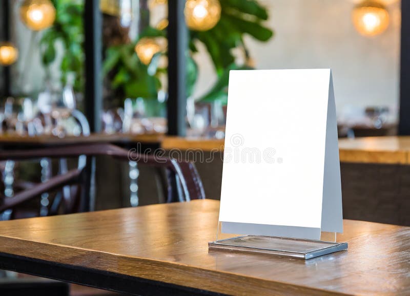 Mockup Label, Blank Menu Frame in Bar Restaurant. Stand for Booklets ...
