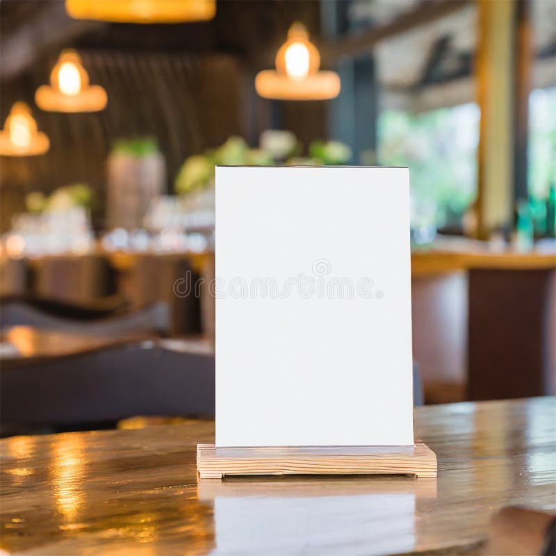 Mockup Label, Blank Menu Frame in Bar Restaurant. Stand for Booklets ...
