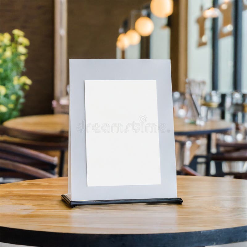 Mockup Label, Blank Menu Frame in Bar Restaurant. Stand for Booklets ...