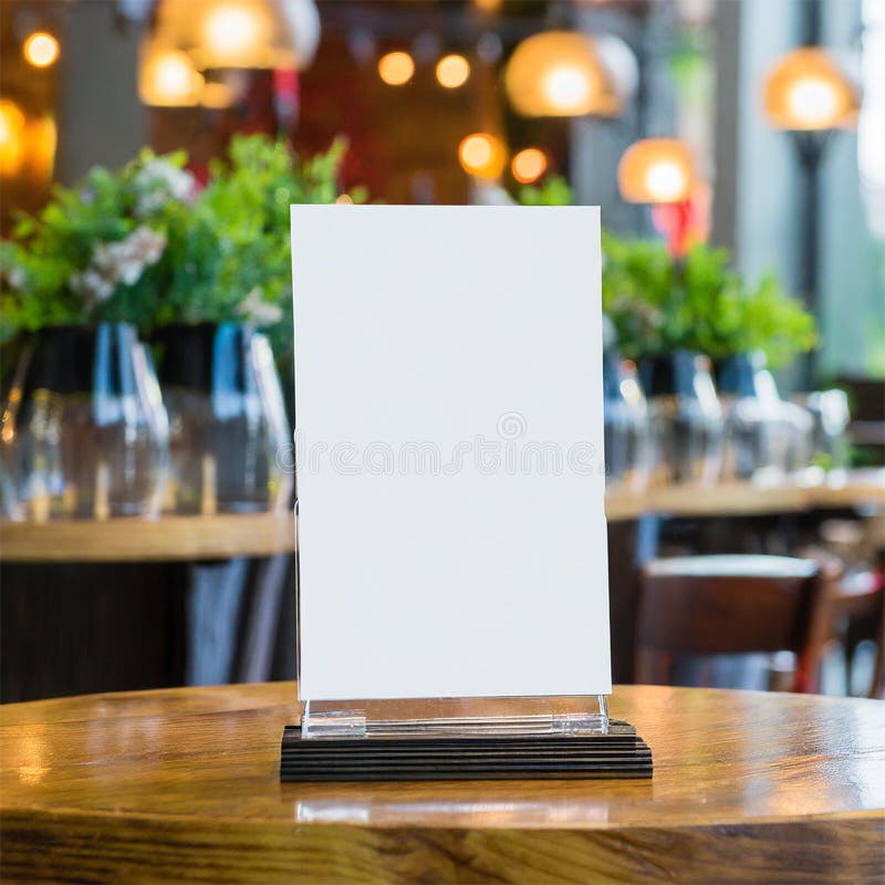 Mockup Label, Blank Menu Frame in Bar Restaurant. Stand for Booklets ...