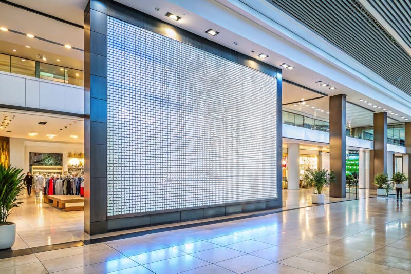 Mockup of Large LED Screen in Shopping Mall Stock Illustration ...