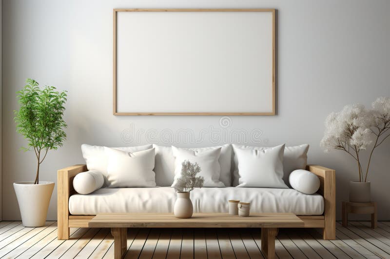 Mockup a Minimalist Interior Design Room Featuring a Horizontal 3:2 ...