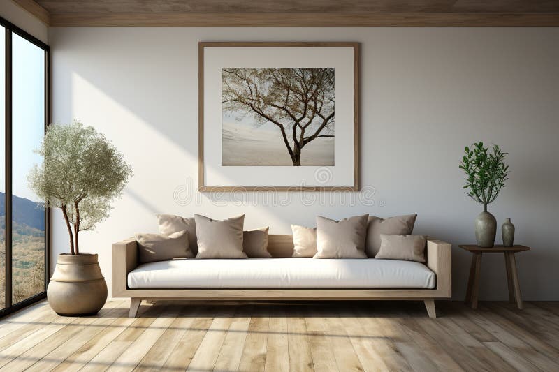 Mockup a Minimalist Interior Design Room Featuring a Horizontal 3:2 ...