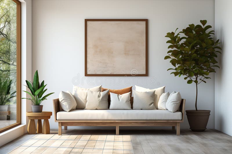 Mockup a Minimalist Interior Design Room Featuring a Horizontal 3:2 ...