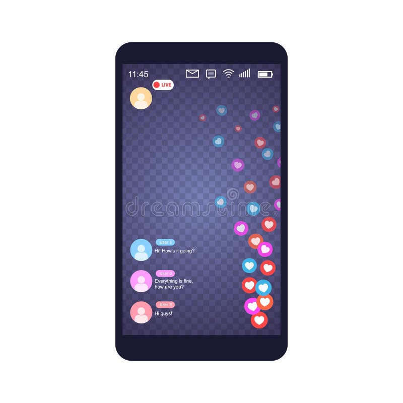 Mockup of Mobile App with Like Live Streaming. Interface Photo Frame ...