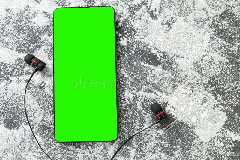 Mockup of a Mobile Phone with a Chroma Key Screen Stock Photo - Image ...