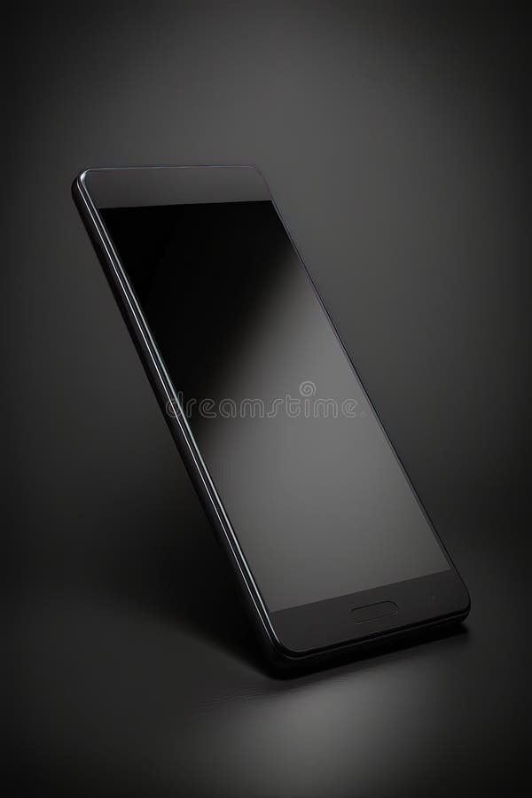 Mockup, Mobile Phone, Telephone on Black Background, Black Screen with ...