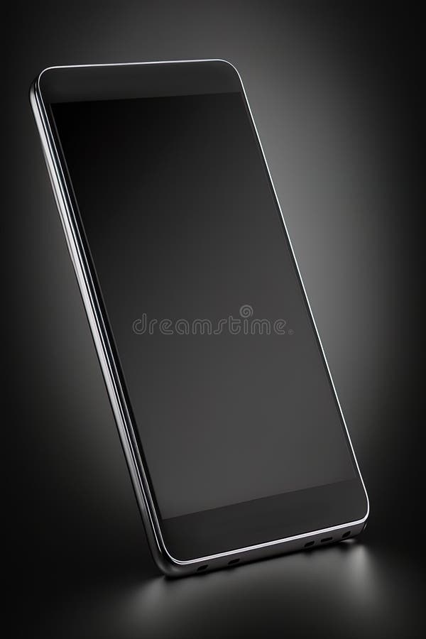 Mockup, Mobile Phone, Telephone on Black Background, Black Screen with ...