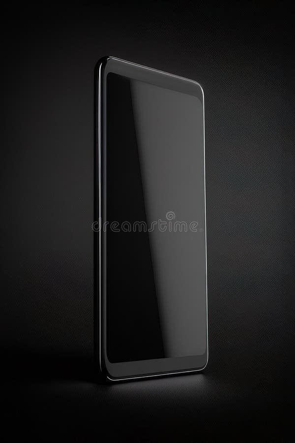 Mockup, Mobile Phone, Telephone on Black Background, Black Screen with ...