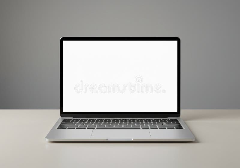 Mockup of Modern Laptop with Blank Screen on Minimalist Desk. Generated ...