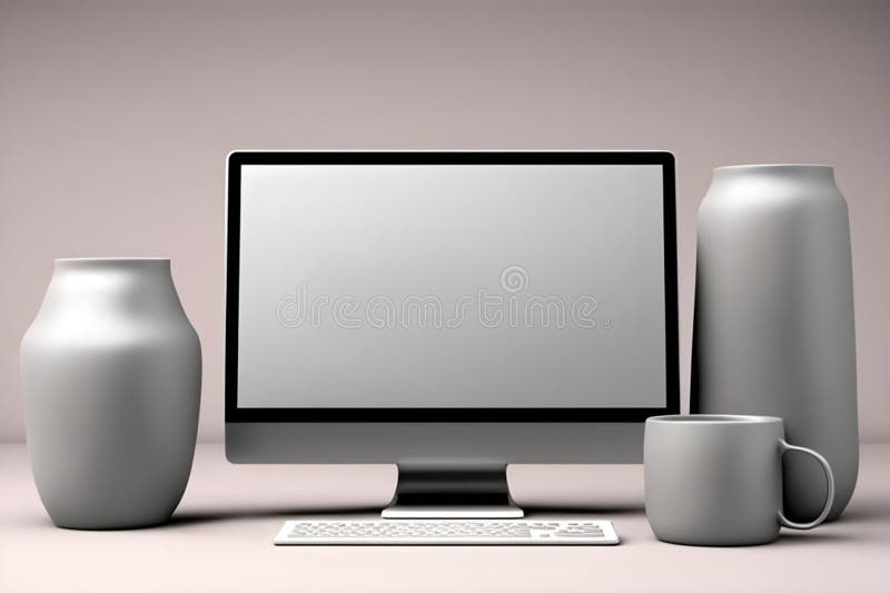 Mockup of Modern Laptop, Smartphone, Mac, Pc, Tablet on the Table Stock ...