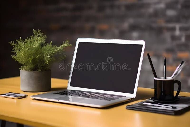 Mockup of Modern Laptop, Smartphone, Mac, Pc, Tablet on the Table Stock ...