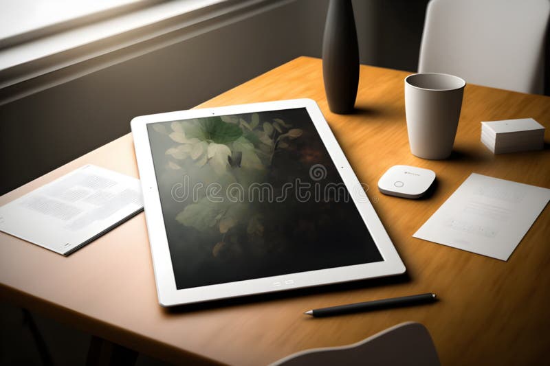 Mockup of Modern Laptop, Smartphone, Mac, Pc, Tablet on the Table Stock ...