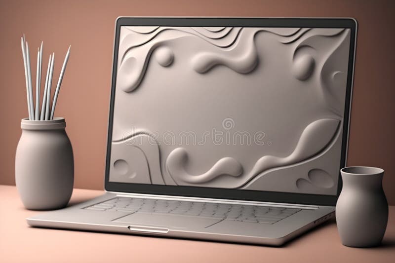 Mockup of Modern Laptop, Smartphone, Mac, Pc, Tablet on the Table Stock ...