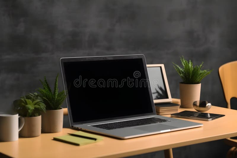 Mockup of Modern Laptop, Smartphone, Mac, Pc, Tablet on the Table Stock ...