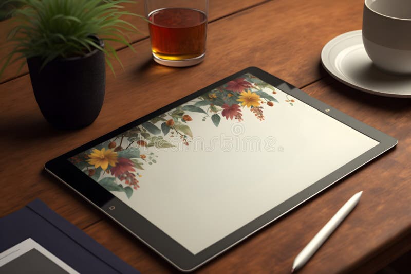 Mockup of Modern Laptop, Smartphone, Mac, Pc, Tablet on the Table Stock ...