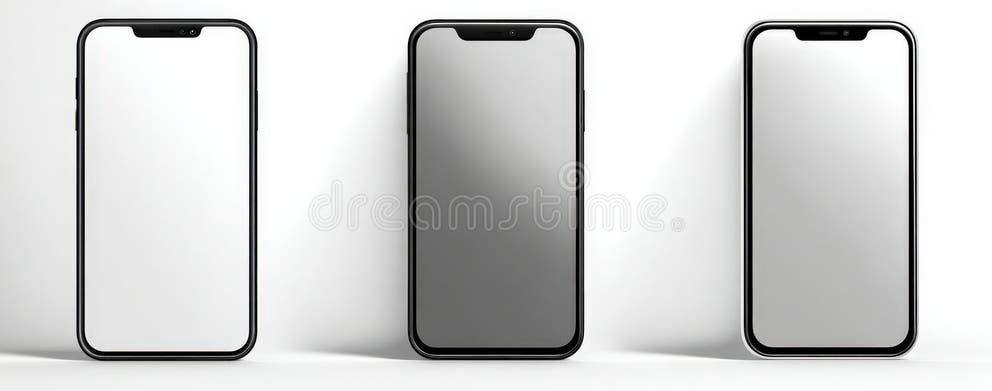 Mockup of Modern Smartphone Designs in Three Variants Stock Photo ...