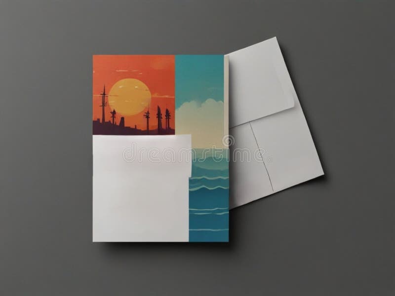Notebook with Sun and Sea on the Cover Stock Illustration ...